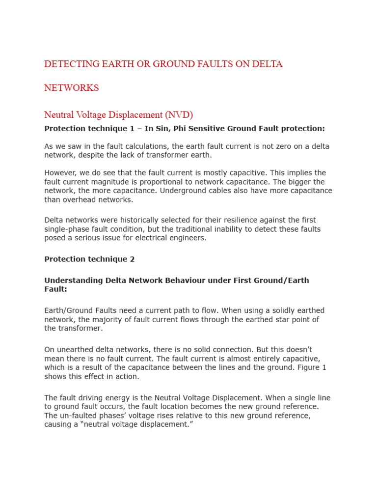 Earth Fault Detection in Delta Networks | PDF | Electromagnetism ...