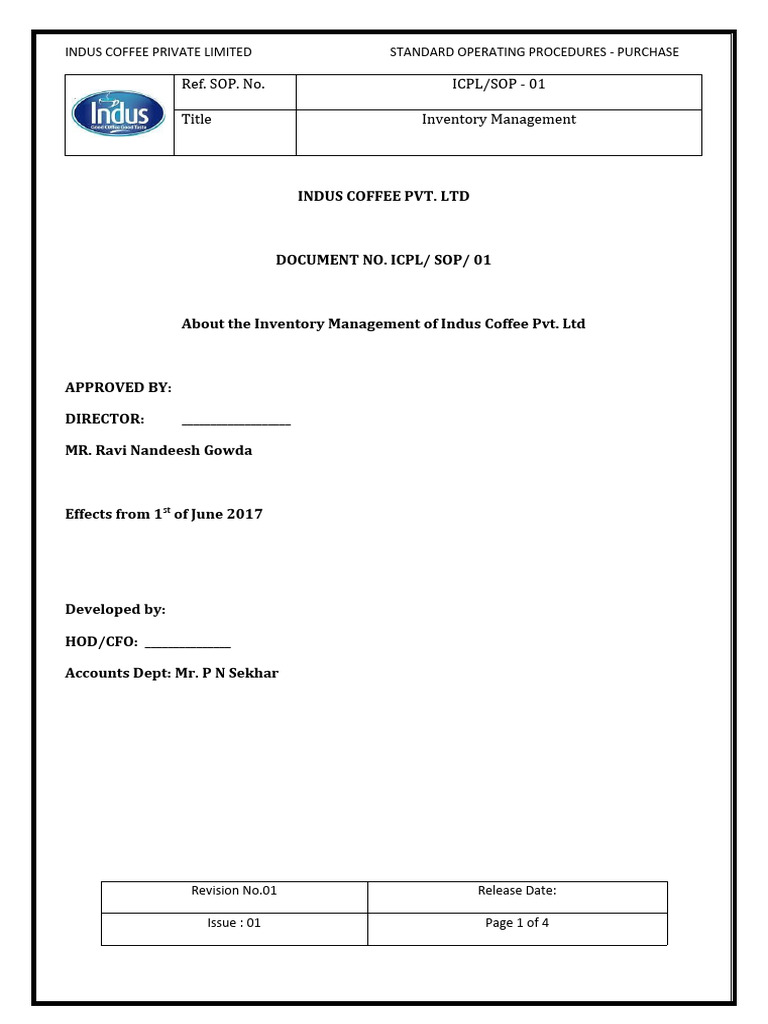 Inventory Management SOP | PDF | Pro Forma | Sales
