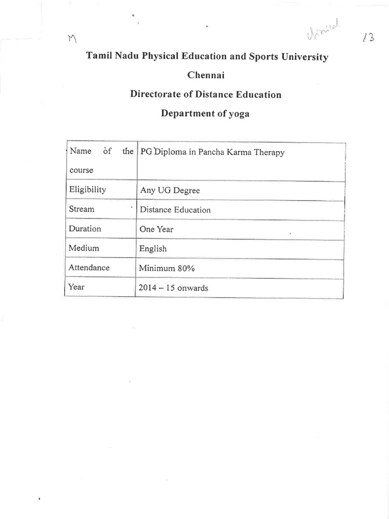 214 - P.G. Dip in Pancha Karma Therapy | PDF