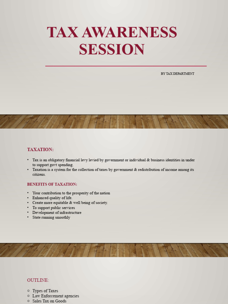 Tax Awareness Session Overview | PDF | Taxes | Value Added Tax