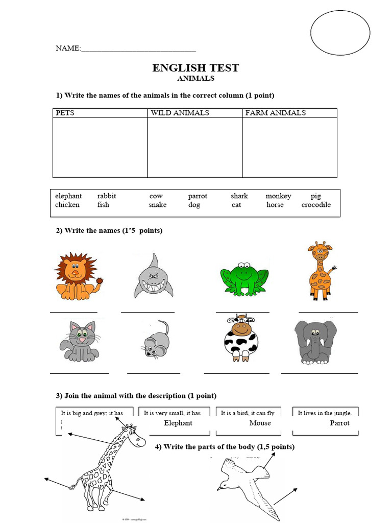 Animals Test Fun Activities Games Tests - 51369 | PDF | Elephant ...