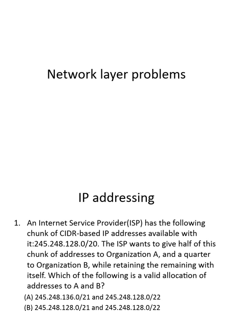 IPaddressing Problems | PDF | Ip Address | Internet Standards