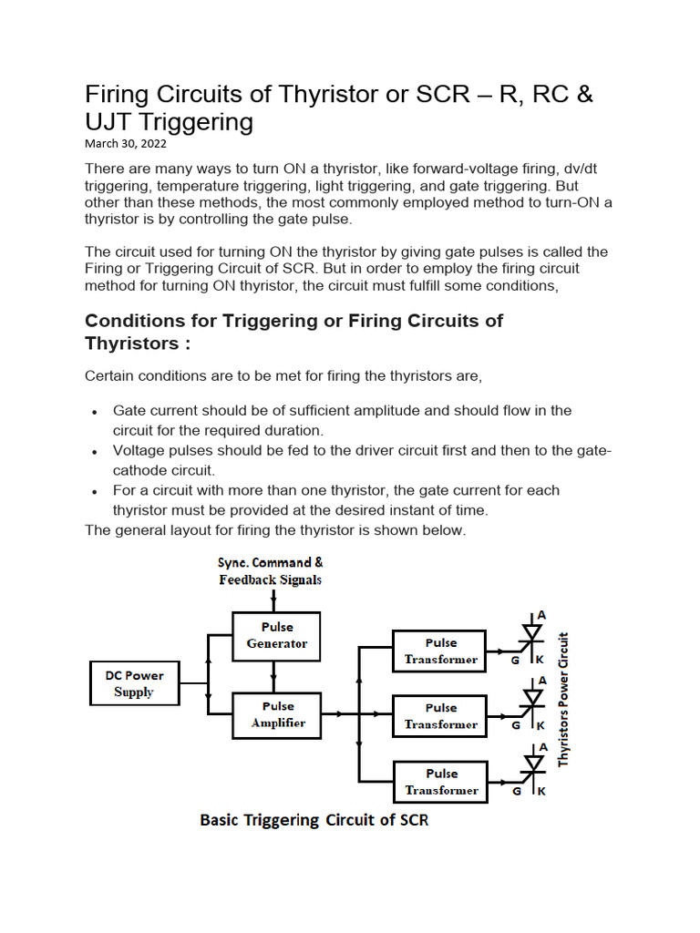 Firing Circuits of Thyristor or SCR | PDF | Capacitor | Rectifier