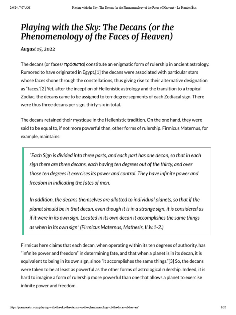 Ancient Astrology: The Power of Decans | PDF | Ontology | Astrology