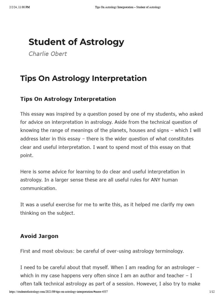Clear Astrology Interpretation Tips | PDF | Astrology | Planets In ...