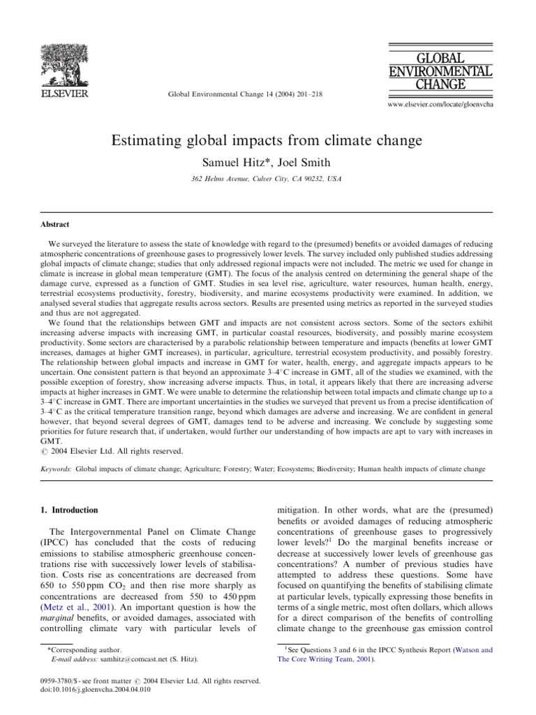 Estimating Global Impacts From Climate C | PDF | Climate Change | Water ... Estimating Global Impacts From Climate C | PDF | Climate Change | Water ...