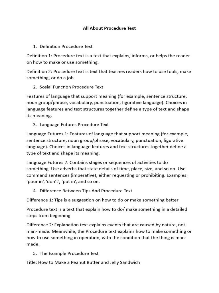 Procedure Text | PDF | Sentence (Linguistics) | Fruit Preserves