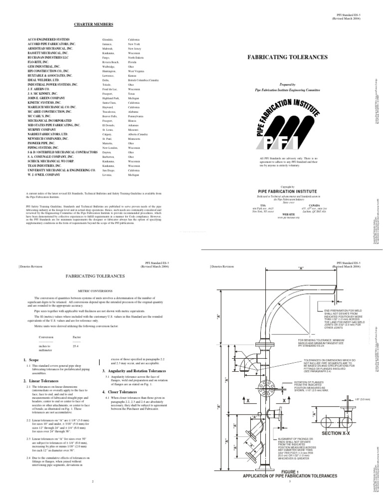 Pfi Fabricating Tolerances - Compress | PDF | Engineering Tolerance | Pipe (Fluid Conveyance)