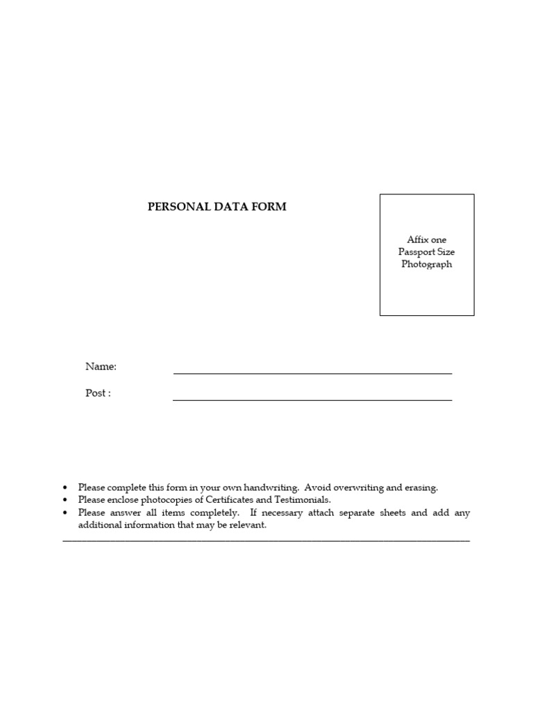 Personal Data Form | PDF
