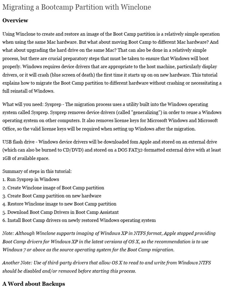 Migrating A Bootcamp Partition With Winclone - Twocanoes Support | PDF | Booting | File System