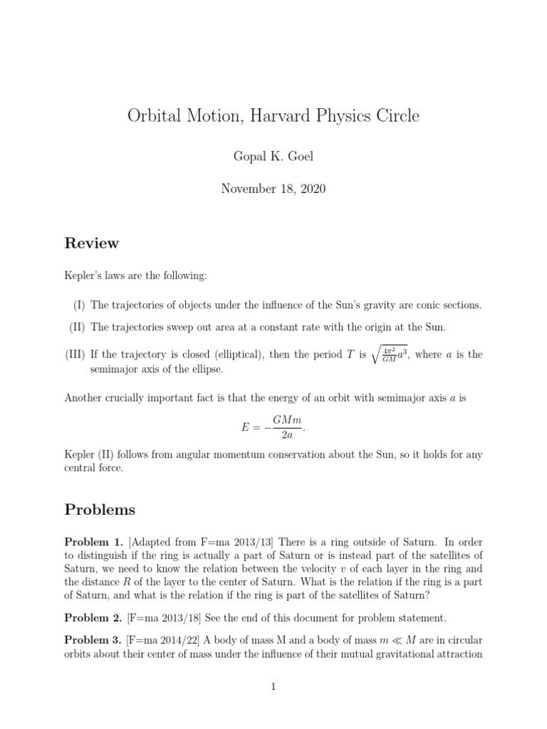 Physics Circle Orbital | PDF | Orbit | Newton's Laws Of Motion