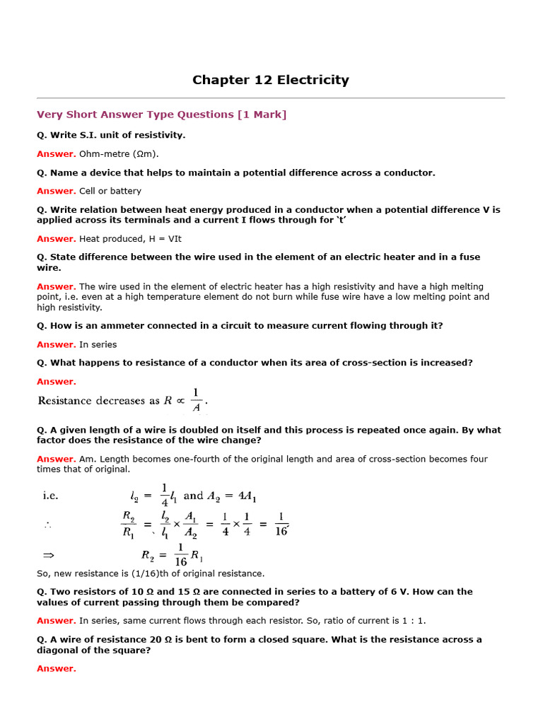 Electricity | PDF | Series And Parallel Circuits | Electrical Resistance And Conductance