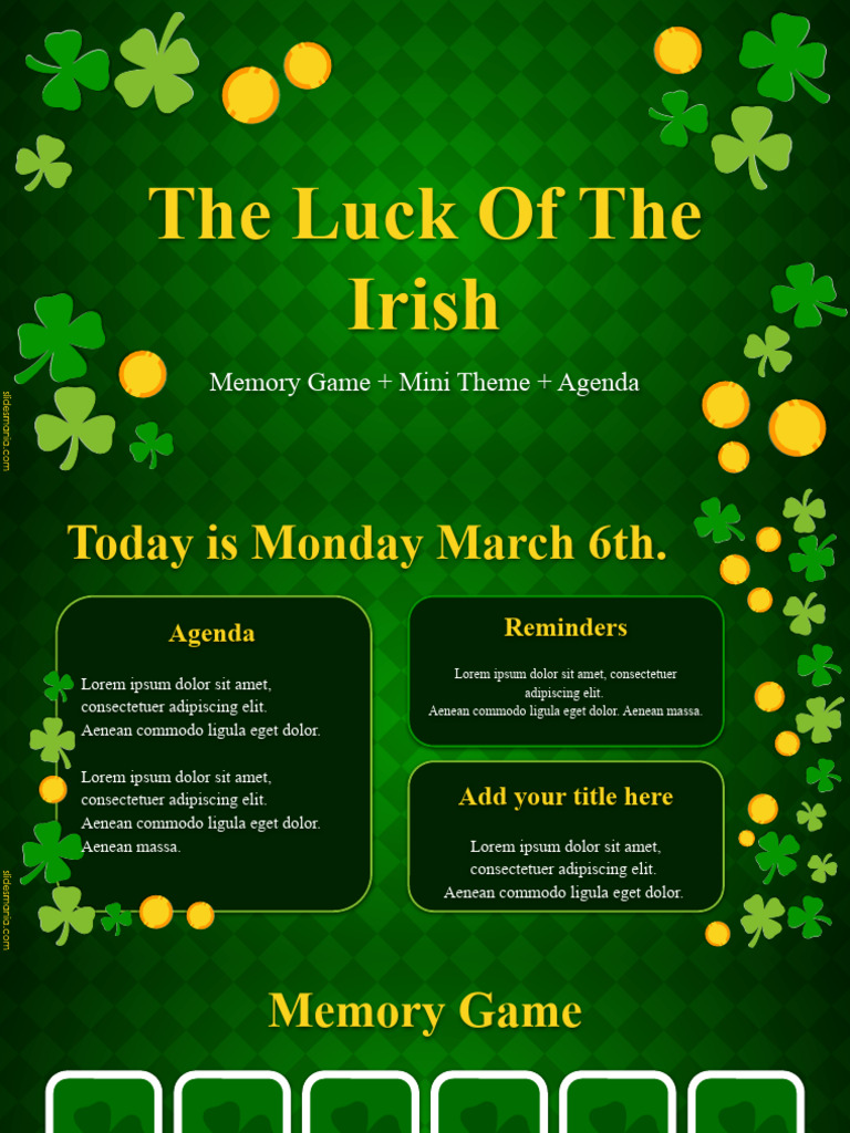 The Luck of The Irish - Memory Game and Mini Theme SlidesMania | PDF