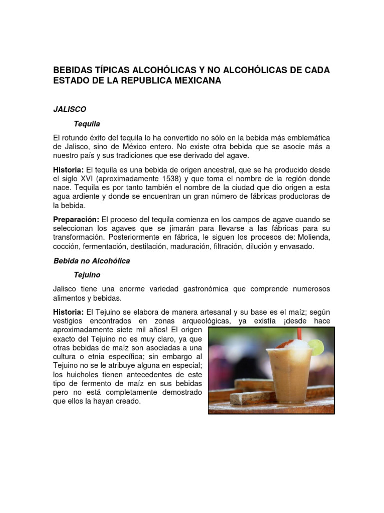 Bebidas Típicas Alcohólicas y No Alcohólicas-Nani | PDF | Bebida | Cocina mexicana