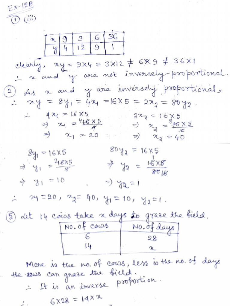 Direct & Inverse Proportion (Ex 12B,12C,Test Paper) | PDF