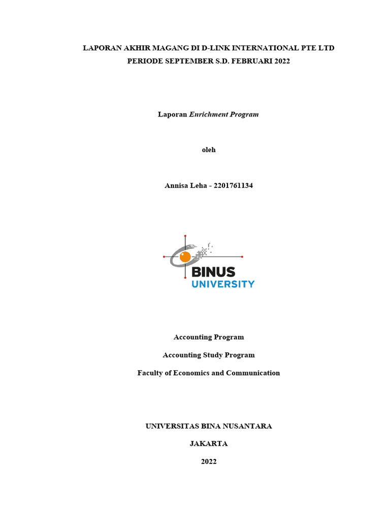 Annisa Leha - Laporan Magang | PDF