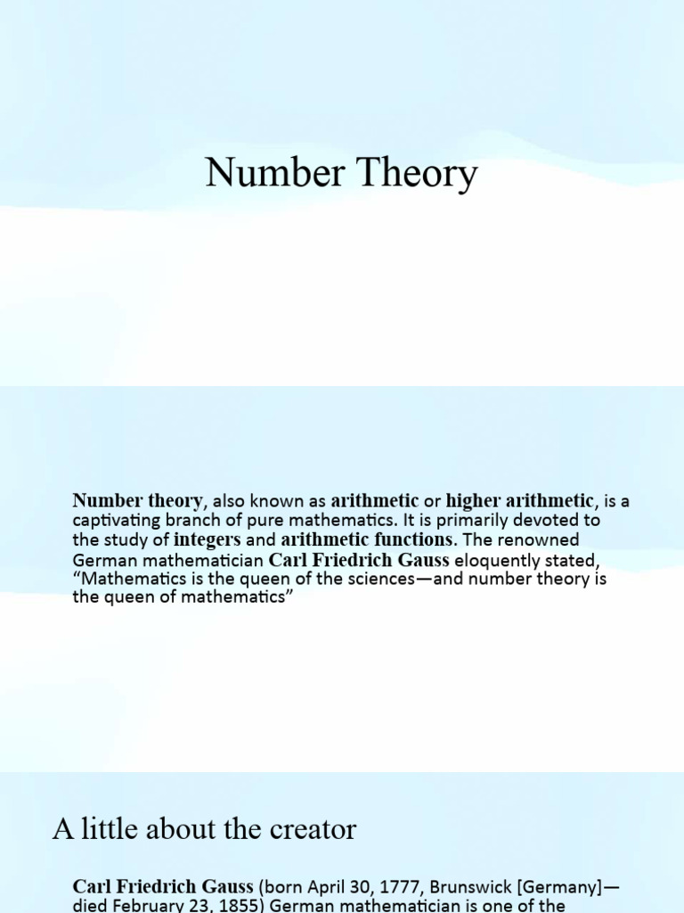 Number Theory | PDF | Number Theory | Numbers
