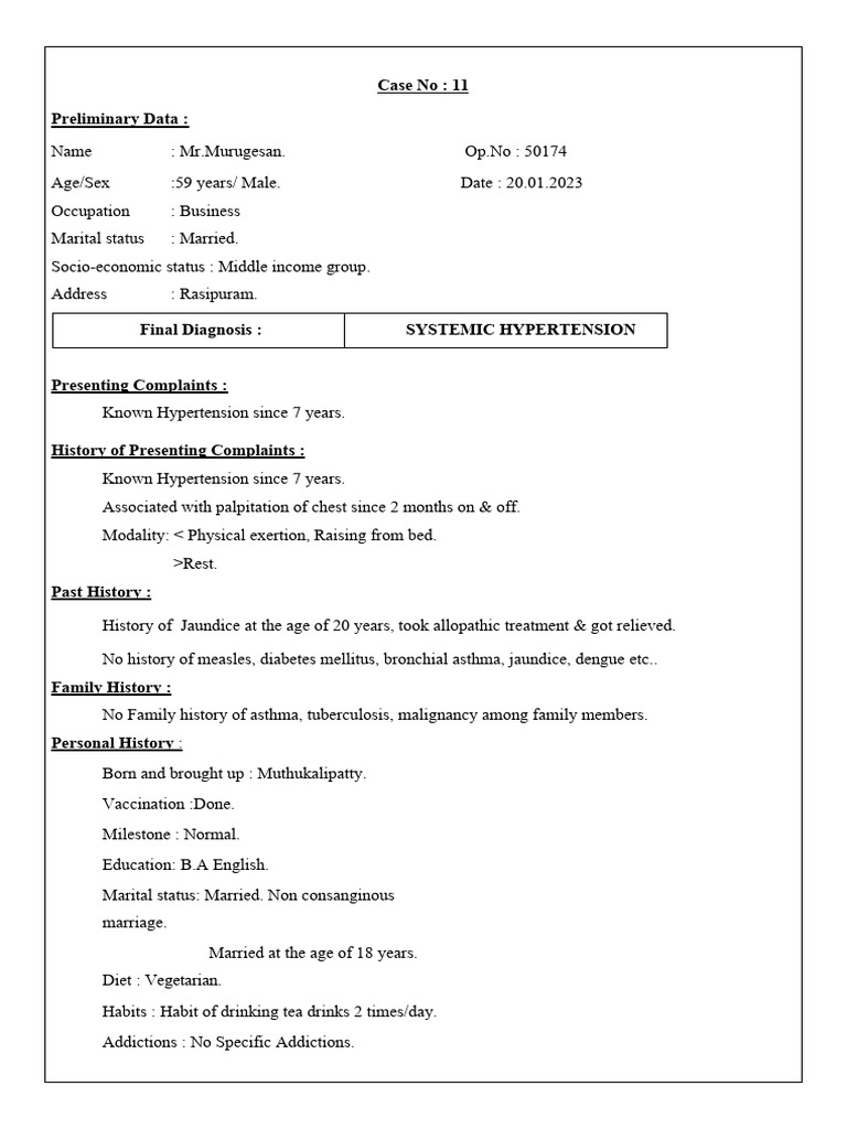 Case No 11 | Download Free PDF | Hypertension | Lung