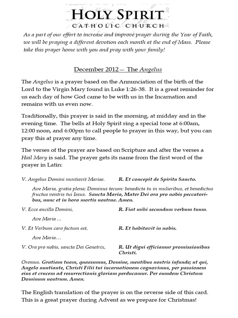 December Angelus Prayer Card | PDF | Christian Prayer | Prayer