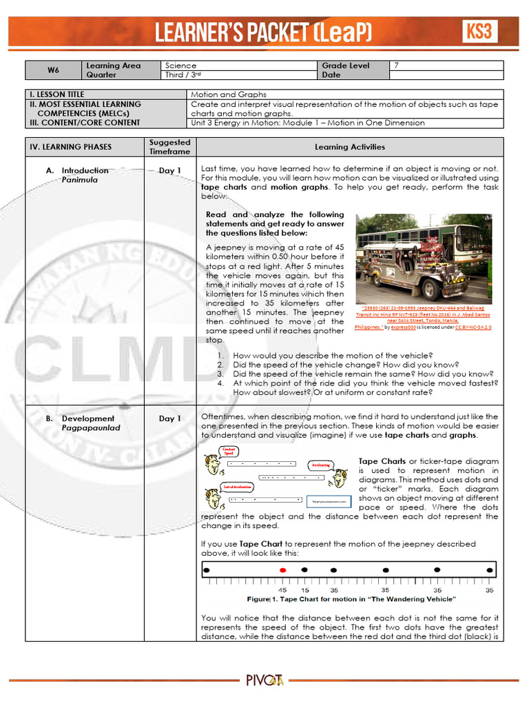 Leap-G7 Q3 W3 Motion-Graphs Ongkikomarilyn Sdo-Dasmarinas | PDF | Acceleration | Speed