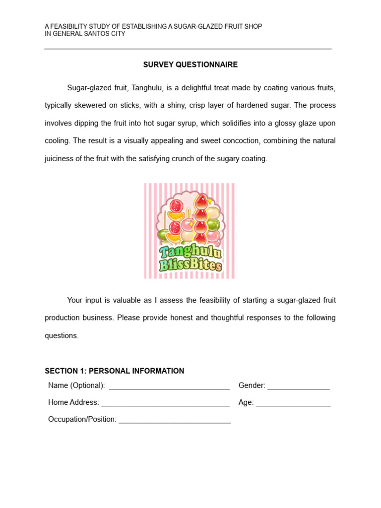 Survey-Questionnaire- | PDF | Fruit | Sugar