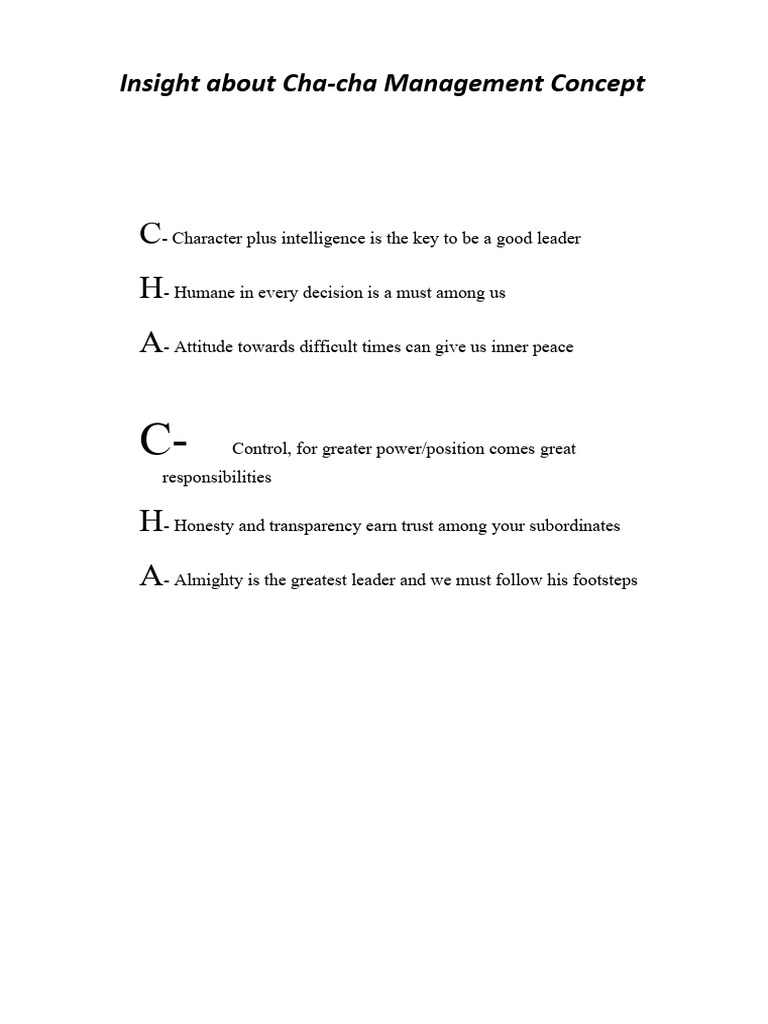 Cha-Cha Management Concept-Romina M. Maningas T-III | PDF