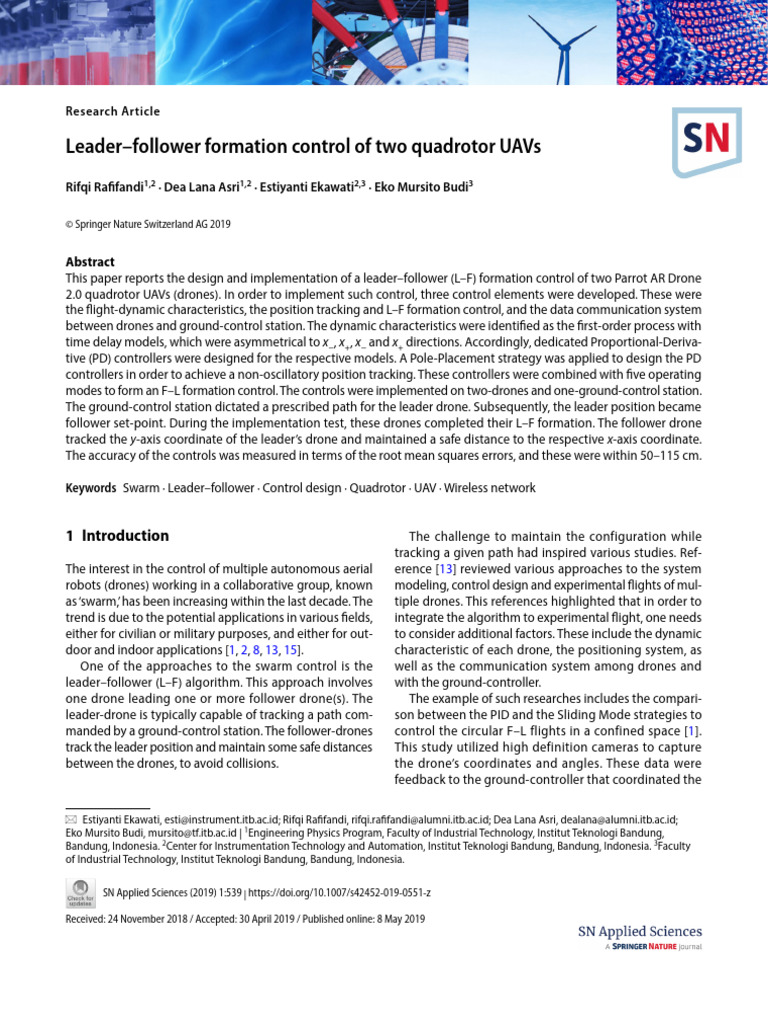 Leader-Follower Formation Control of Two Quadrotor Uavs | Download Free ...