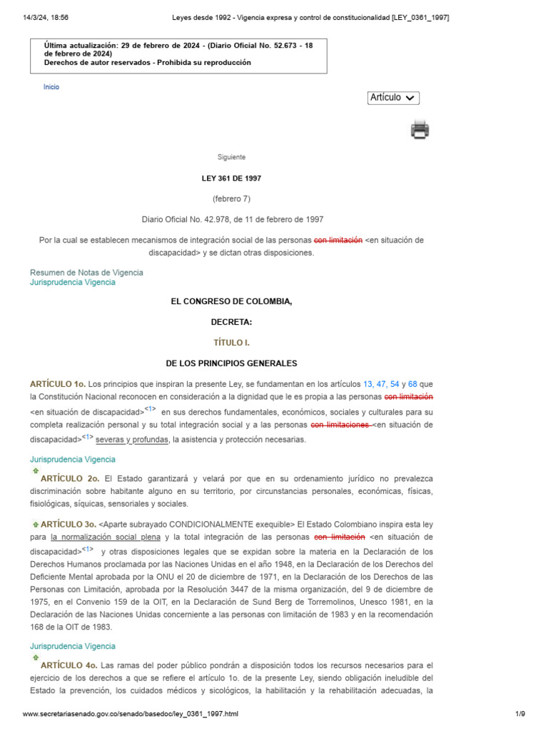 Ley 0361 - 1997 Congreso de La Rep. | PDF | Salario | Derecho laboral