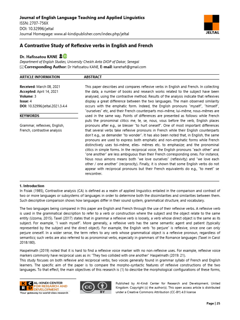A Contrastive Study of Reflexive Verbs I F8be3286 | PDF | Language ...