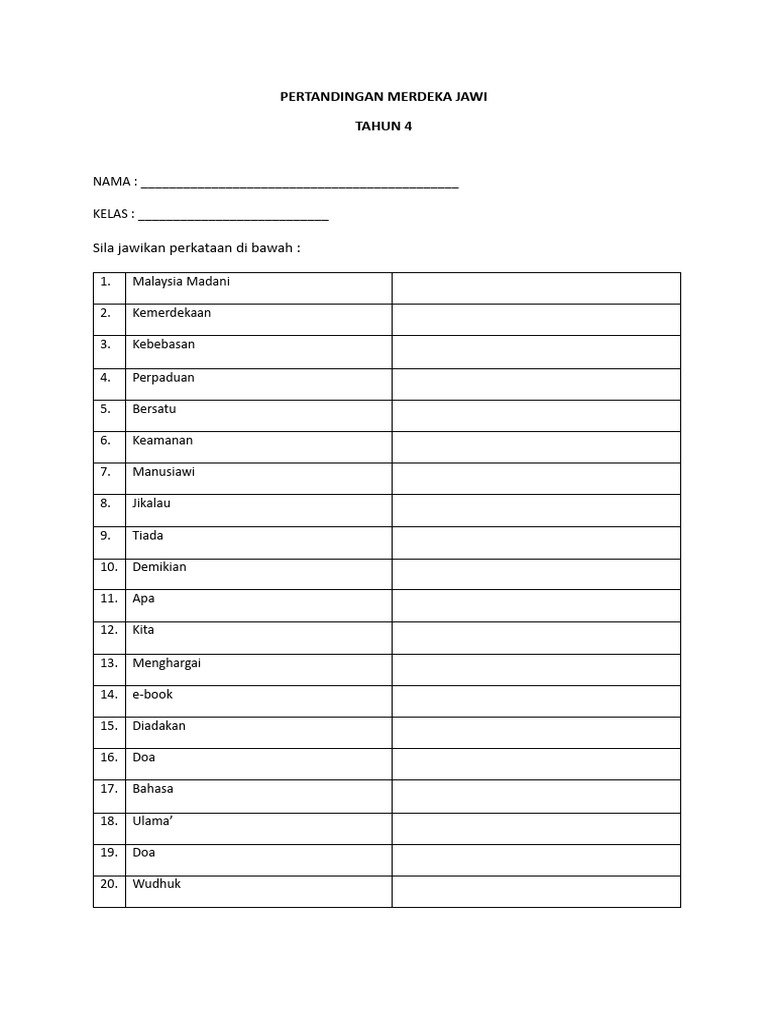 Pertandingan Merdeka Jawi | PDF