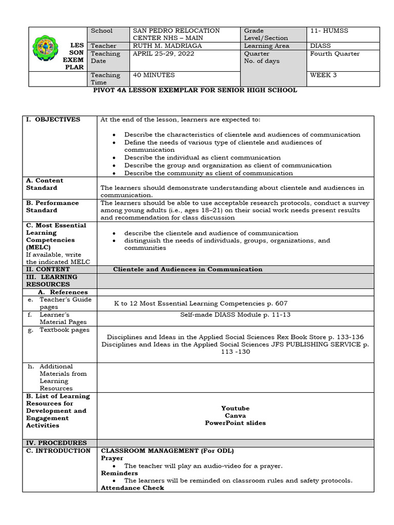 Le Week - 3 - Q4 | PDF | Learning | Teachers