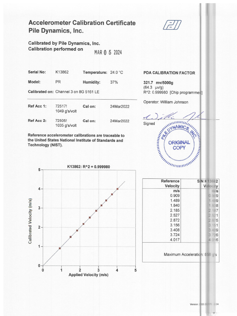 Calibration Accelerometer K13862 | PDF