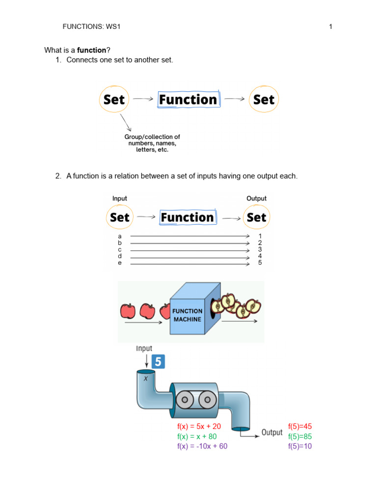 Functions Ws 1 | PDF | Function (Mathematics) | Applied Mathematics