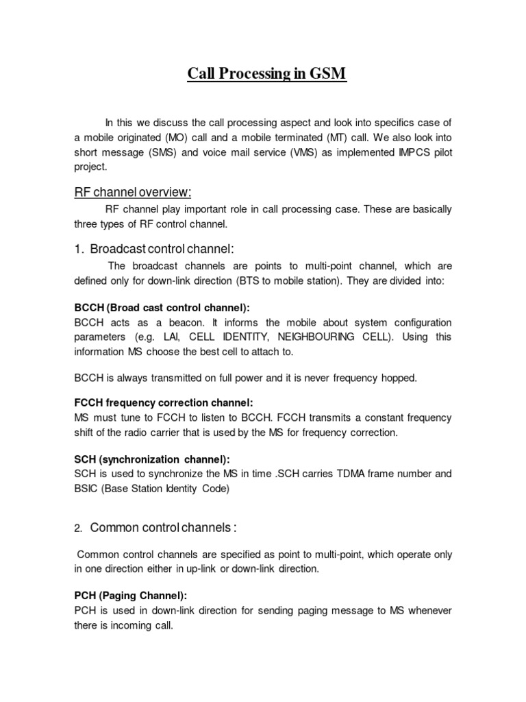 Call Processing in GSM | PDF | Telephone Exchange | Computer Science