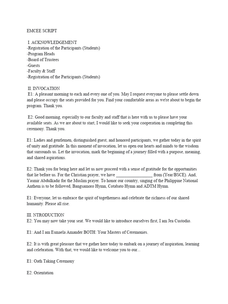 EMCEE-SCRIPT-pice | PDF