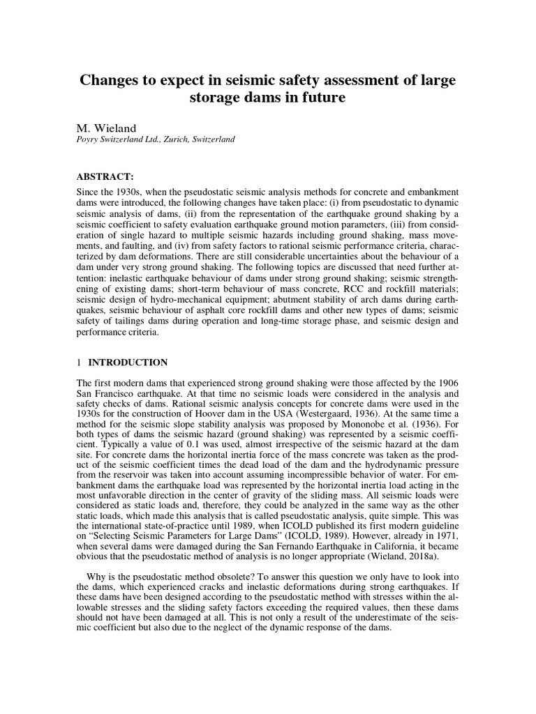 Paper Wieland Future Seismic Develop ICOLD Delhi ID 680487 | PDF ...