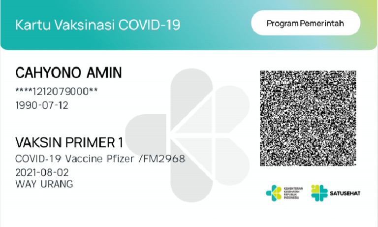 Sertifikat Vaksin Dosis 1 Cahyono Pdf
