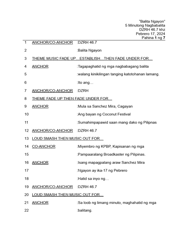 Filipino Broadcast Script | PDF