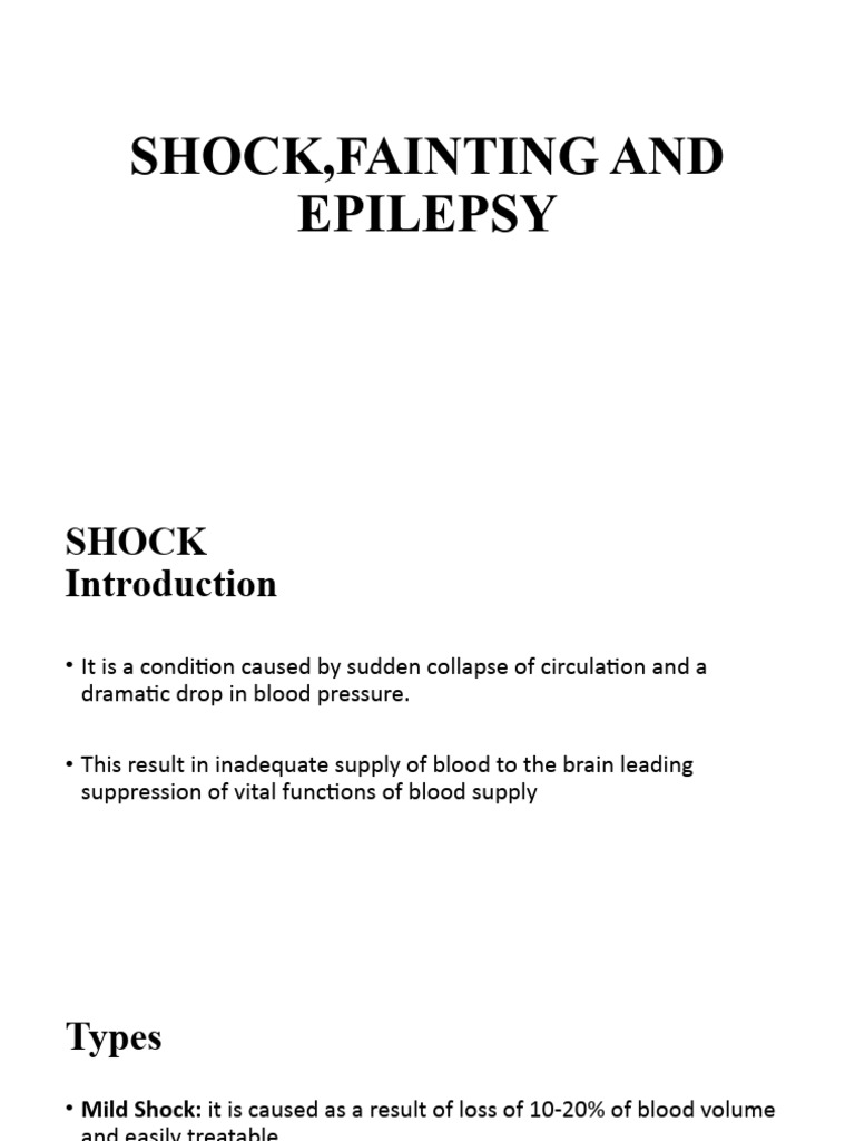 Shock and Fainting | Download Free PDF | Shock (Circulatory) | Medical ...
