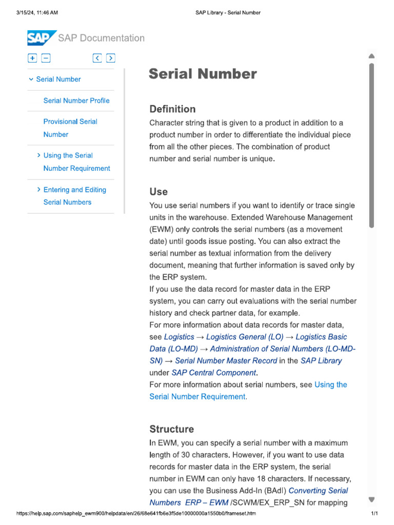 Sap Ewm Serial Number | PDF