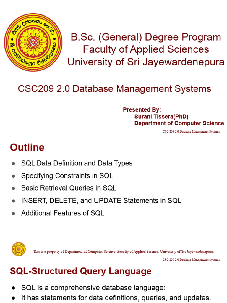 Lecture9 - CSC 206 2.0 - Database Management | PDF | Relational Database | Relational Model