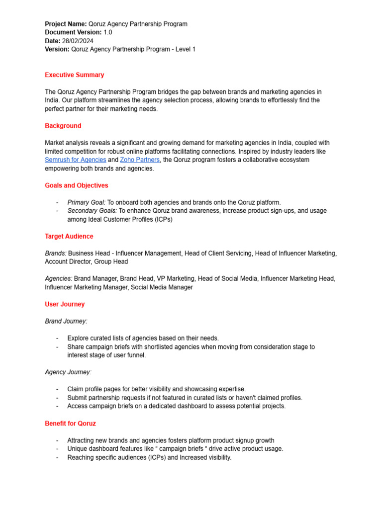 Qoruz: Connect Brands & Agencies | PDF | Brand | Marketing