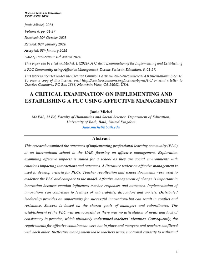 A Critical Examination On Implementing and Establishing A PLC Using ...