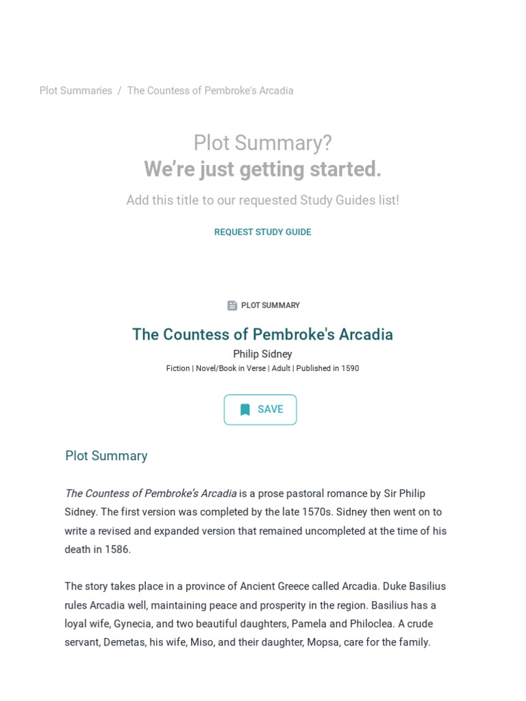 Arcadia Philip Sidney summary | PDF