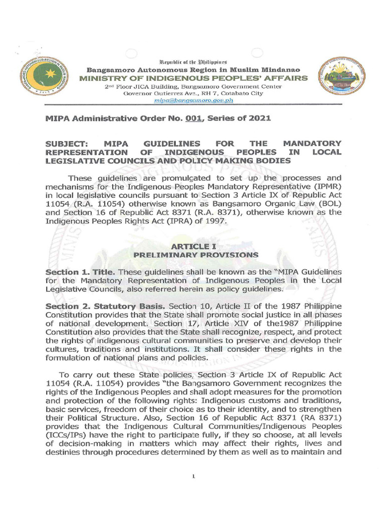 2 MIPA IPMR Guidelines MIPA Administrative Order No. 001, Series of ...