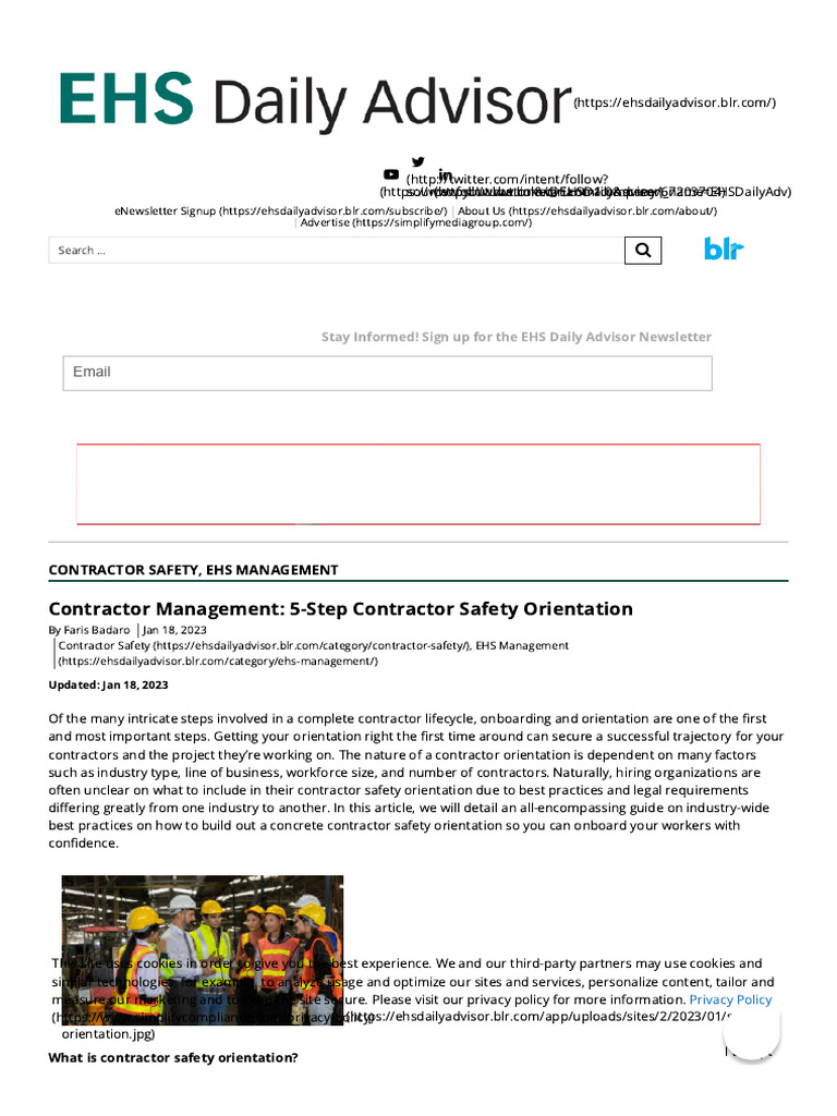 Contractor Management - 5-Step Contractor Safety Orientation - EHS Daily Advisor | Download Free ...
