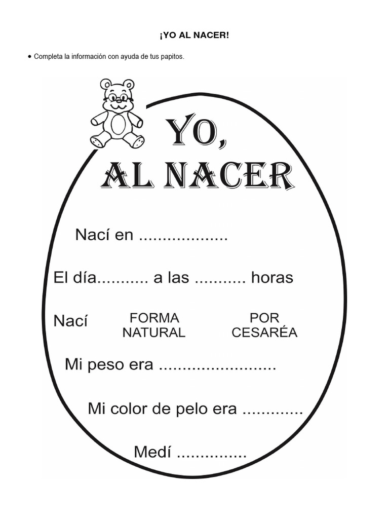 Ficha Como Era de Bebe | PDF