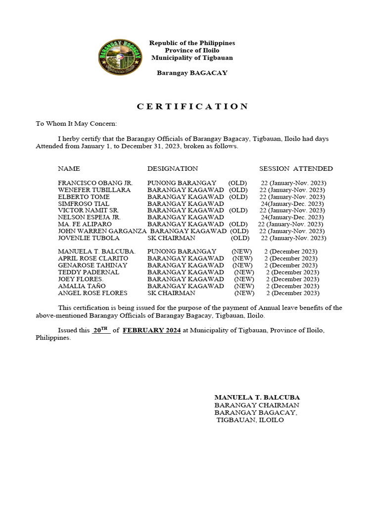 ANNUAL-LEAVE-BENEFITS certification | PDF