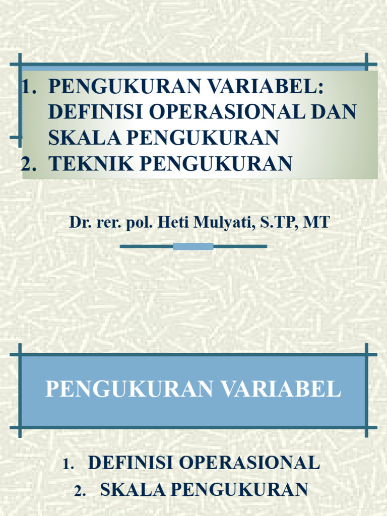 Teknik dan Skala Pengukuran Variabel | PDF | Bisnis | Pengembangan Diri