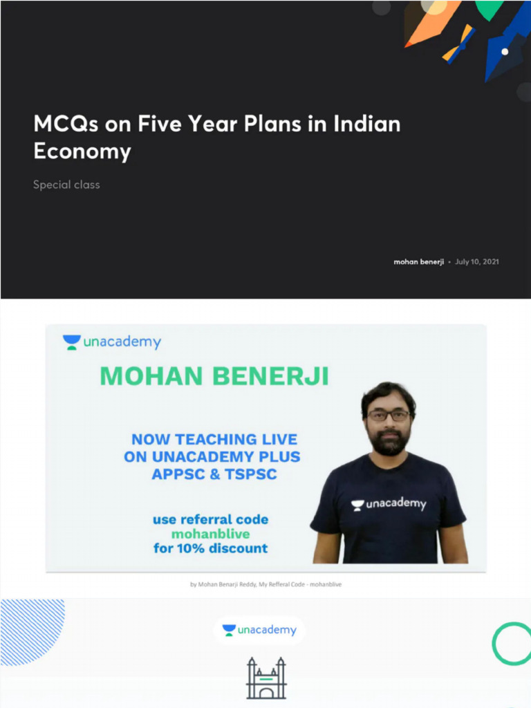MCQs On Five Year Plans in Indian Economy No Anno | PDF